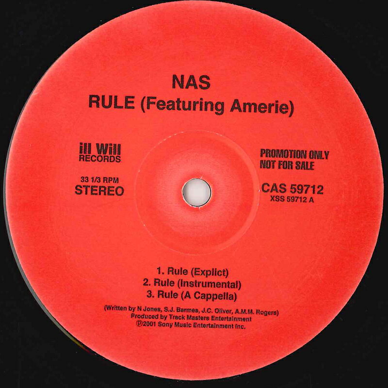 ・アーティスト Nas ・タイトル Rule ・レーベル・型番 COLUMBIA CAS59712PROMO ・フォーマット 12インチレコード ・コンディション(盤) 良い (VG+) ・コンディション(ジャケット) プレインカバー（元ジ...