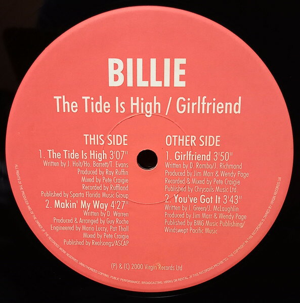 ・アーティスト Billie Piper ・タイトル The Tide Is High / Girlfriend ・レーベル・型番 Virgin 8941758 ・フォーマット 12インチレコード ・コンディション(盤) 良い (VG+) ...
