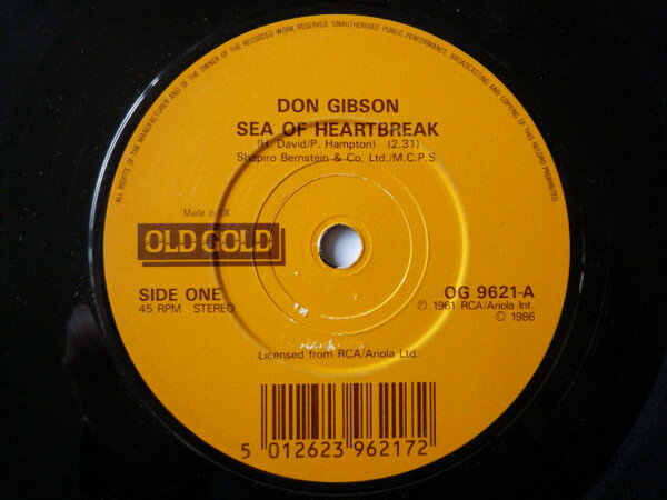 ・アーティスト Don Gibson, Hank Locklin ・タイトル Sea Of Heartbreak / Please Help Me I'm Falling ・レーベル・型番 Old Gold (2) OG9621 ・フォーマ...