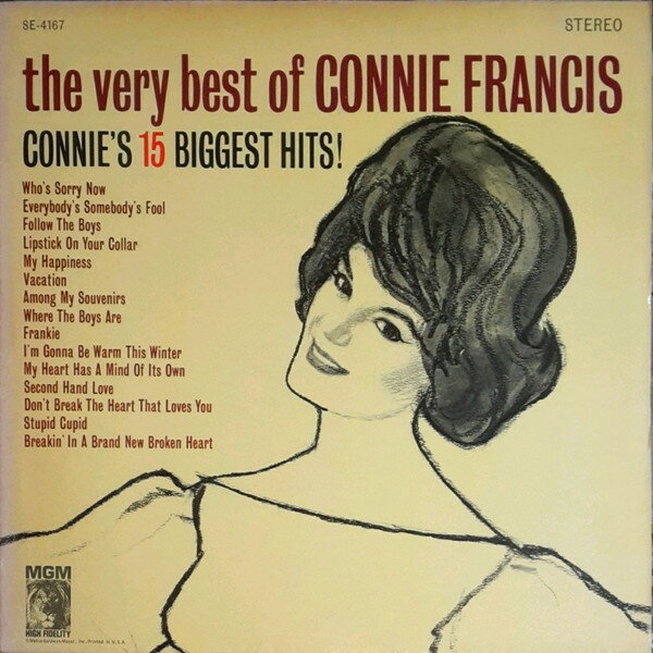 ・アーティスト Connie Francis ・タイトル Very Best Of Connie Francis (Connie's 15 Biggest Hits) ・レーベル・型番 MGM SE4167 ・フォーマット LPレコード ・...