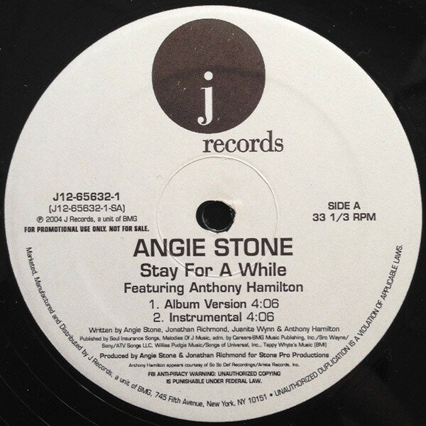 ・アーティスト Angie Stone, Anthony Hamilton ・タイトル Stay For A While ・レーベル・型番 J Records J12656321 ・フォーマット LPレコード ・コンディション(盤) 非常に...