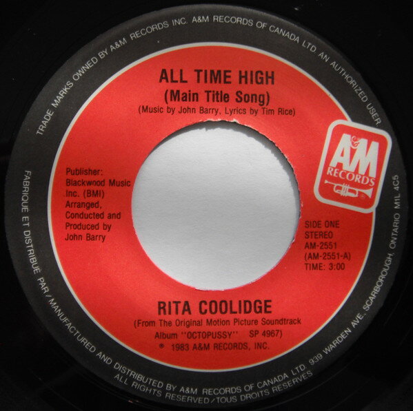 ・アーティスト Rita Coolidge ・タイトル All Time High ・レーベル・型番 A&M Records AM2551 ・フォーマット 7インチレコード ・コンディション(盤) 良い (VG+) ・コンディション(ジャケ...