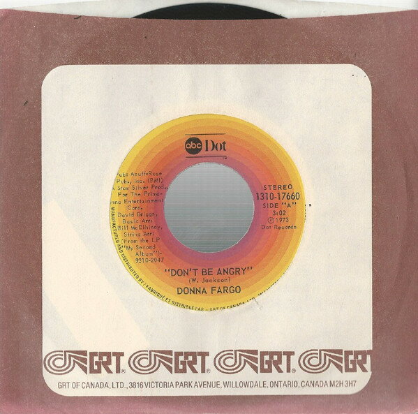 ・アーティスト Donna Fargo ・タイトル Don't Be Angry ・レーベル・型番 ABC Dot 13101766 ・フォーマット 7インチレコード ・コンディション(盤) 良い (VG+) ・コンディション(ジャケット)...