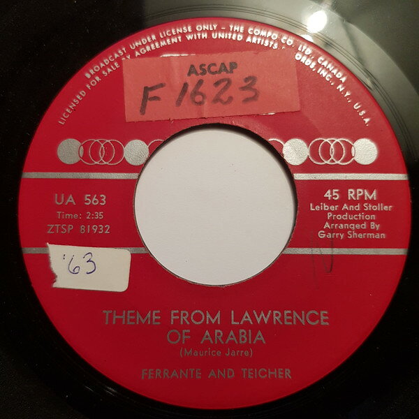 ・アーティスト Ferrante & Teicher ・タイトル Theme From Lawrence Of Arabia ・レーベル・型番 United Artists Records UA563 ・フォーマット 7インチレコード ・コ...