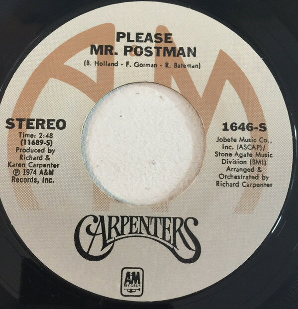 ・アーティスト Carpenters ・タイトル Please Mr. Postman ・レーベル・型番 A&M Records 1646S ・フォーマット 7インチレコード ・コンディション(盤) 良い (VG+) ・コンディション(ジャ...