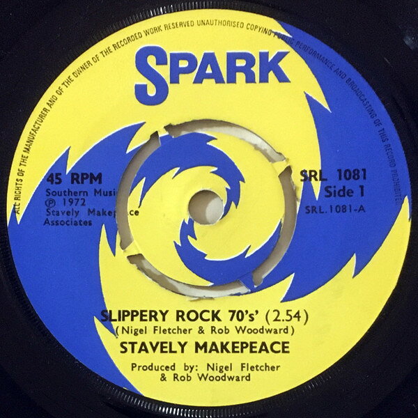 ・アーティスト Stavely Makepeace ・タイトル Slippery Rock 70's' ・レーベル・型番 Spark SRL1081 ・フォーマット 7インチレコード ・コンディション(盤) 可 (VG) ・コンディション(...