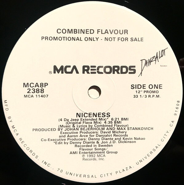 ・アーティスト Combined Flavour ・タイトル Niceness ・レーベル・型番 MCA Records MCA8P2388PROMO ・フォーマット LPレコード ・コンディション(盤) 良い (VG+) ・コンディション...