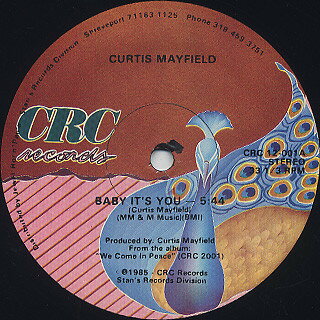 ・アーティスト Curtis Mayfield ・タイトル Baby It's You ・レーベル・型番 CRC CRC12001 ・フォーマット LPレコード ・コンディション(盤) 良い (VG+) ・コンディション(ジャケット) 良い...