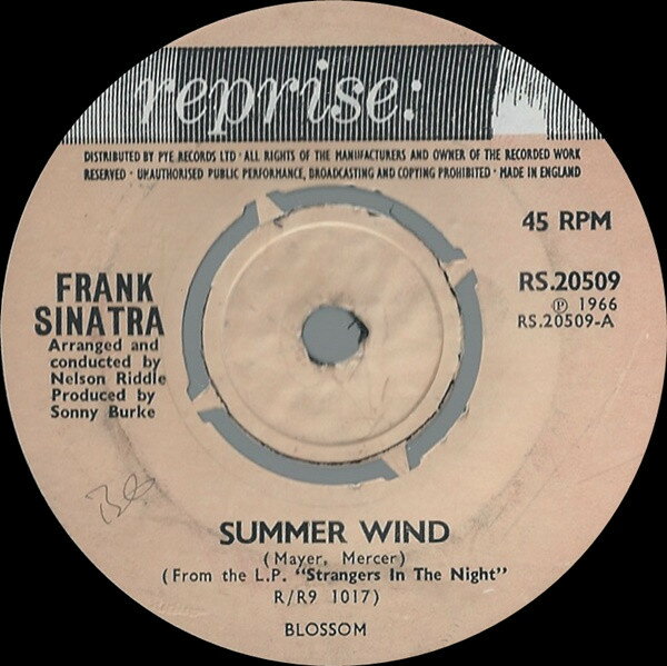・アーティスト Frank Sinatra ・タイトル Summer Wind / You Make Me Feel So Young ・レーベル・型番 Reprise Records RS20509 ・フォーマット 7インチレコード ・コ...