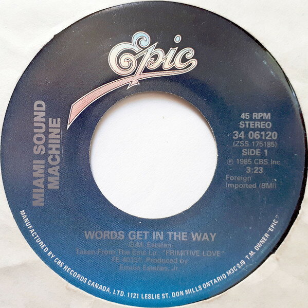・アーティスト Miami Sound Machine ・タイトル Words Get In The Way ・レーベル・型番 Epic 3406120 ・フォーマット 7インチレコード ・コンディション(盤) 良い (VG+) ・コンディ...