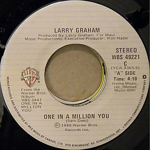 ・アーティスト Larry Graham ・タイトル One In A Million You ・レーベル・型番 Warner Bros. Records WBS49221 ・フォーマット 7インチレコード ・コンディション(盤) 良い (...