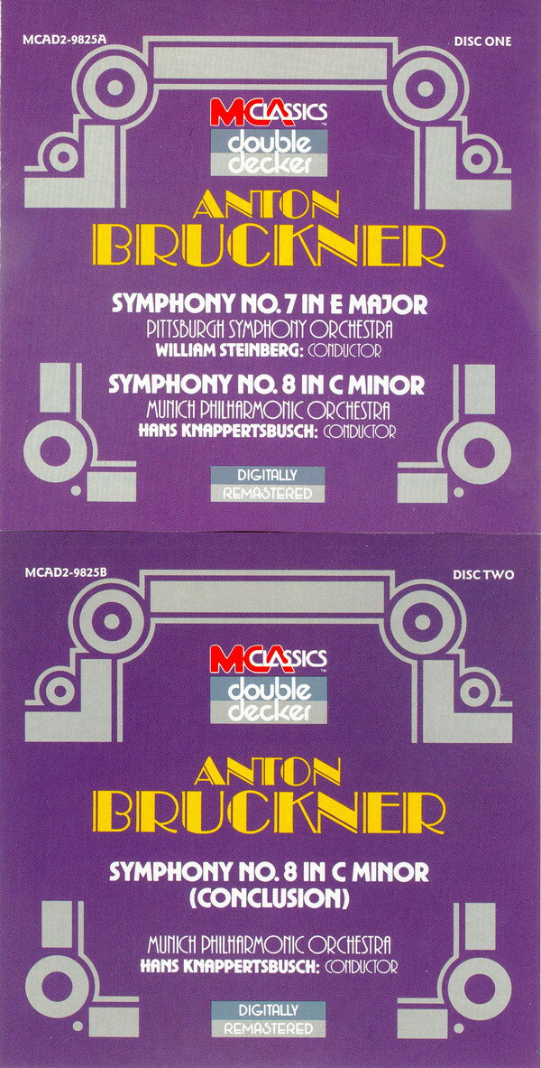 ・アーティスト Bruckner ブルックナー ・タイトル Symphony No.7 In E Major / Symphony No.8 In C Minor ・レーベル・型番 MCA Classics MCAD29825A,MCAD2...