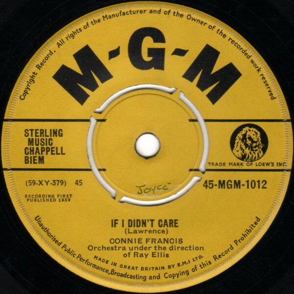 ・アーティスト Connie Francis ・タイトル If I Didn't Care ・レーベル・型番 MGM 45MGM1012 ・フォーマット 7インチレコード ・コンディション(盤) 良い (VG+) ・コンディション(ジャケッ...