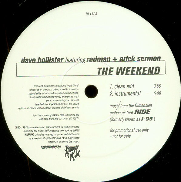 ・アーティスト Dave Hollister, Redman + Erick Sermon ・タイトル The Weekend ・レーベル・型番 Tommy Boy TB437 ・フォーマット 12インチレコード ・コンディション(盤) 良...