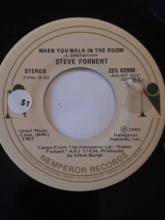 ・アーティスト Steve Forbert ・タイトル When You Walk In The Room ・レーベル・型番 Nemperor Records ZS502990 ・フォーマット 7インチレコード ・コンディション(盤) 良い...