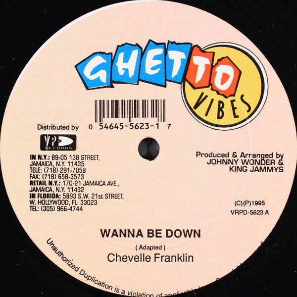 ・アーティスト Chevelle Franklyn / Daddy Rings ・タイトル Wanna Be Down / Girl Child ・レーベル・型番 Ghetto Vibes VPRD5623 ・フォーマット 12インチレコー...