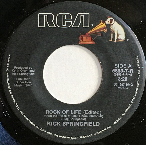 ・アーティスト Rick Springfield ・タイトル Rock Of Life ・レーベル・型番 RCA 68537R ・フォーマット 7インチレコード ・コンディション(盤) 良い (VG+) ・コンディション(ジャケット) 良い...