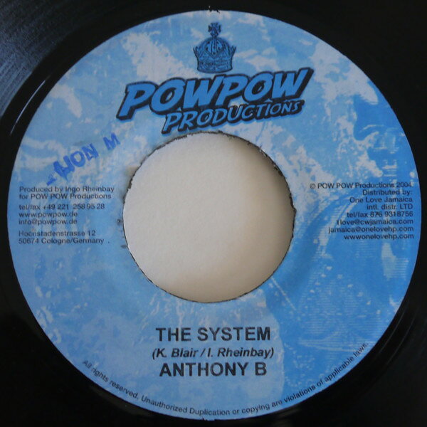 ・アーティスト Anthony B ・タイトル The System ・レーベル・型番 Pow Pow Productions NONE ・フォーマット 7インチレコード ・コンディション(盤) 良い (VG+) ・コンディション(ジャケッ...