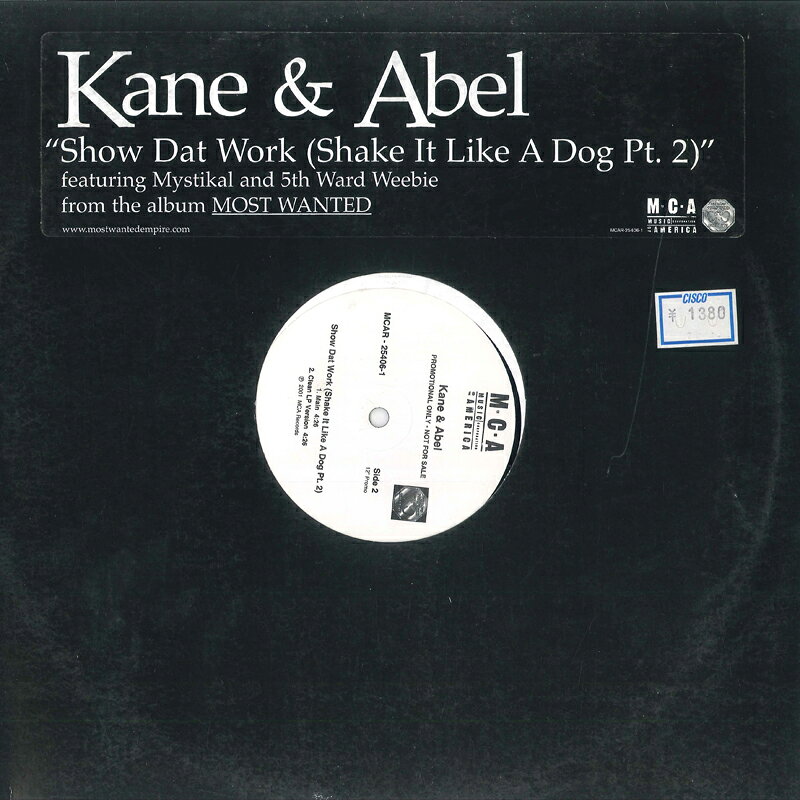 ・アーティスト Kane & Abel ・タイトル Show Dat Work ・レーベル・型番 MCA MCAR254061PROMO ・フォーマット 12インチレコード ・コンディション(盤) 良い (VG+) ・コンディション(ジャケ...