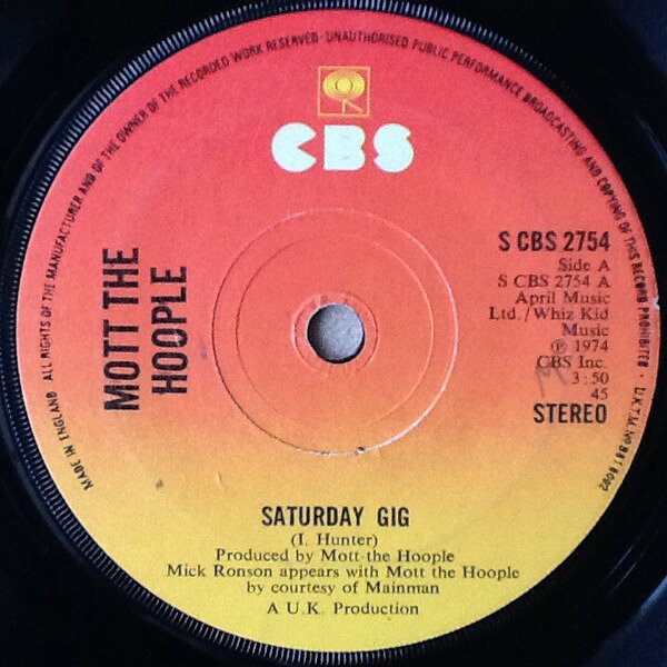 ・アーティスト Mott The Hoople ・タイトル Saturday Gig ・レーベル・型番 CBS SCBS2754 ・フォーマット 7インチレコード ・コンディション(盤) 良い (VG+) ・コンディション(ジャケット) プ...