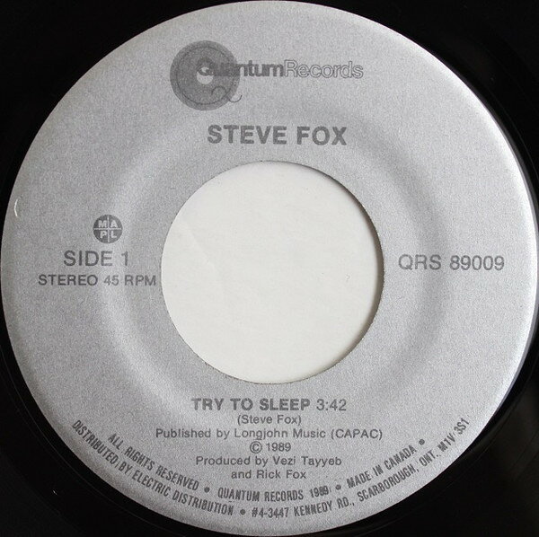 ・アーティスト Steve Fox (4) ・タイトル Try To Sleep ・レーベル・型番 Quantum Records QRS89009 ・フォーマット 7インチレコード ・コンディション(盤) 良い (VG+) ・コンディショ...