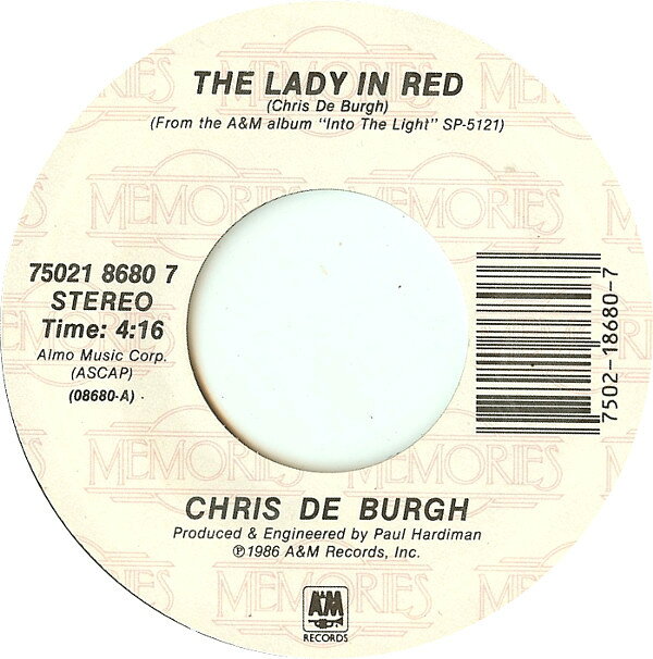 ・アーティスト Chris de Burgh ・タイトル The Lady In Red ・レーベル・型番 A&M Records 7502186807 ・フォーマット 7インチレコード ・コンディション(盤) 良い (VG+) ・コンディ...