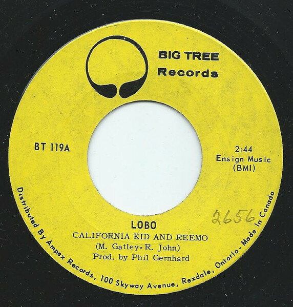 ・アーティスト Lobo ・タイトル California Kid And Reemo ・レーベル・型番 Big Tree Records BT119 ・フォーマット 7インチレコード ・コンディション(盤) 良い (VG+) ・コンディシ...