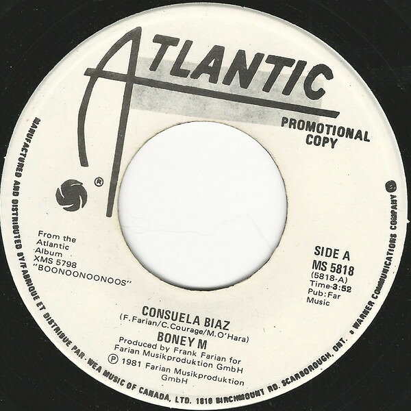 ・アーティスト Boney M. ・タイトル Consuela Biaz ・レーベル・型番 Atlantic MS5818PROMO ・フォーマット 7インチレコード ・コンディション(盤) 良い (VG+) ・コンディション(ジャケット)...