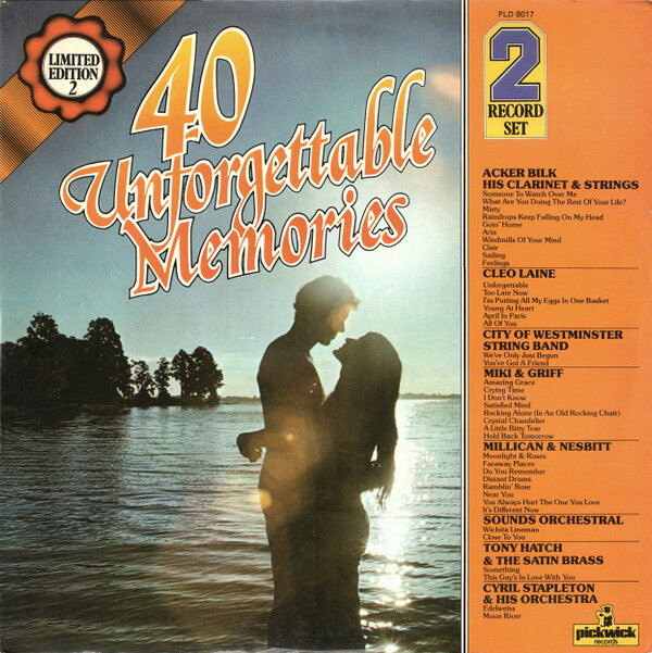 ・アーティスト Various ・タイトル 40 Unforgettable Memories ・レーベル・型番 Pickwick Records PLD8017 ・フォーマット LPレコード ・コンディション(盤) 良い (VG+) ・コ...