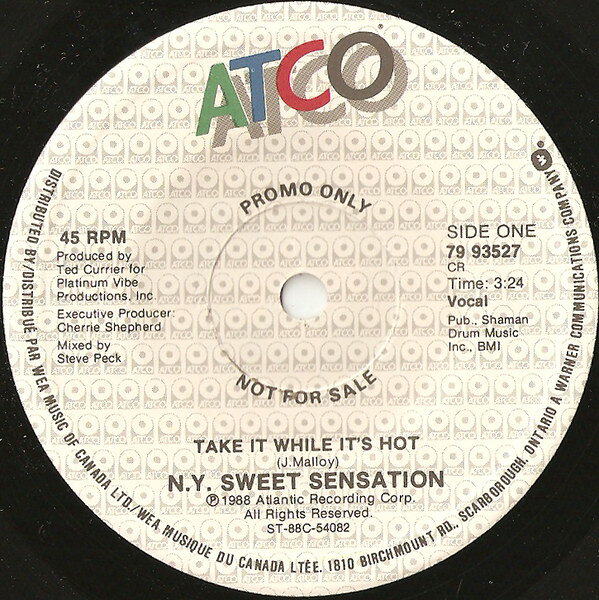 ・アーティスト N.y.'s Sweet Sensation ・タイトル Take It While It's Hot ・レーベル・型番 ATCO 7993527 ・フォーマット 7インチレコード ・コンディション(盤) 良い (VG+) ...