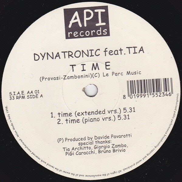 ・アーティスト Dynatronic, Tia Architto ・タイトル Time ・レーベル・型番 Api Records AA01 ・フォーマット 12インチレコード ・コンディション(盤) 良い (VG+) ・コンディション(ジャ...