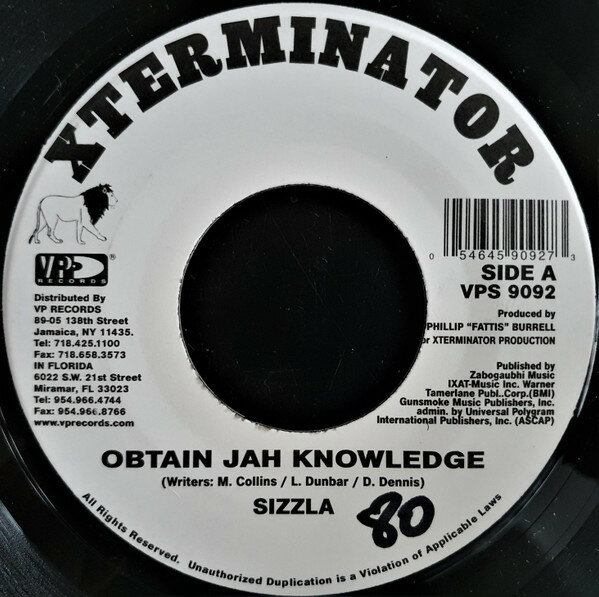 ・アーティスト Sizzla / Unstoppable ・タイトル Obtain Jah Knowledge / So High ・レーベル・型番 Xterminator, VP Records NONE ・フォーマット 7インチレコード...