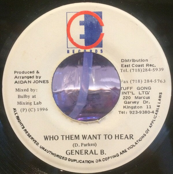 ・アーティスト General B, Computer Paul ・タイトル Who Them Want To Hear / Ole Galis ・レーベル・型番 East Coast Records NONE ・フォーマット 7インチレコ...