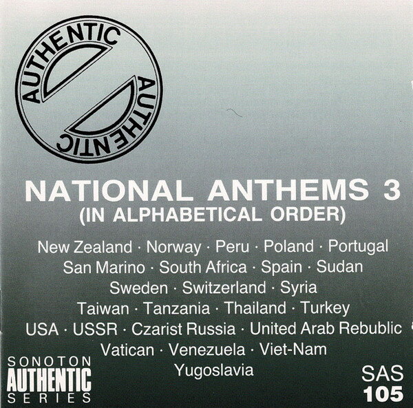 ・アーティスト Various ・タイトル National Anthems (In Alphabetical Order) 3 ・レーベル・型番 SONOTON SAS105 ・フォーマット CD ・コンディション(盤) 良い (VG+)...