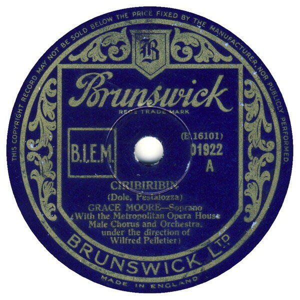 ・アーティスト グレース・ムーア ・タイトル チリビリビン / 恋の一夜 ・レーベル・型番 BRUNSWICK 01922 ・フォーマット 78回転SP盤レコード ・コンディション(盤) 良い (VG+) ・コンディション(ジャケット) 良...