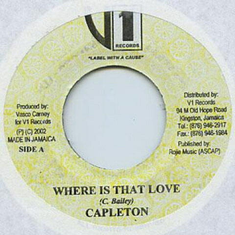 ・アーティスト Capleton ・タイトル Where Is That Love ・レーベル・型番 ・フォーマット 7" ・コンディション(盤) 新品 (M) ・コンディション(ジャケット) ・コンディション(帯) オビなし ・特記事項 ...