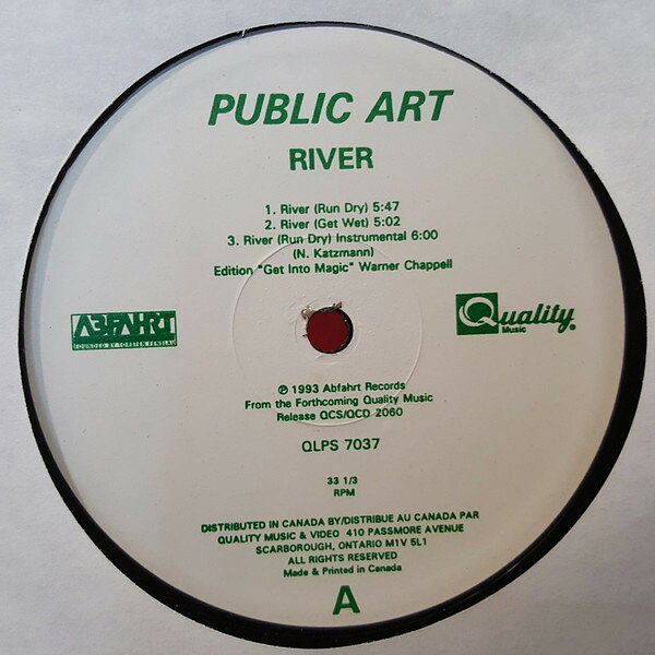 ・アーティスト Public Art ・タイトル River ・レーベル・型番 Quality Music QLPS7037 ・フォーマット 12インチレコード ・コンディション(盤) ほぼ新品 (M-) ・コンディション(ジャケット) 良...