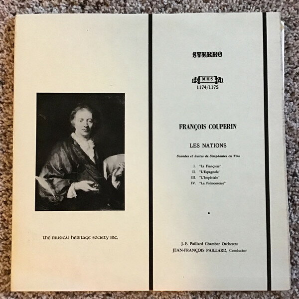 ・アーティスト Fran?ois Couperin - Orchestre De Chambre Jean-Fran?ois Paillard ・タイトル Les Nations ・レーベル・型番 Musical Heritage Soci...