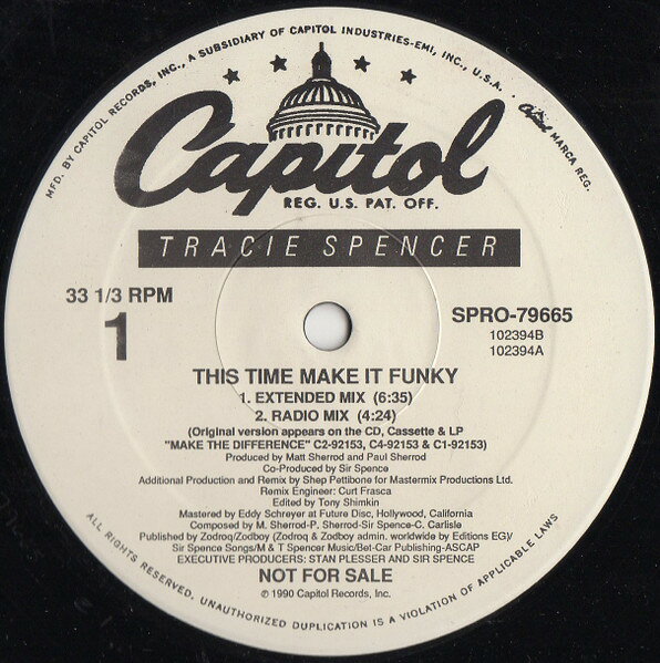・アーティスト Tracie Spencer ・タイトル This Time Make It Funky ・レーベル・型番 Capitol Records SPRO79665PROMO ・フォーマット 12インチレコード ・コンディション(...