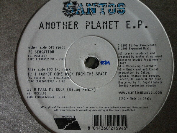・アーティスト Santos ・タイトル Another Planet EP ・レーベル・型番 Mantra Vibes, Mantra Breaks MTR2159,01 ・フォーマット 12インチレコード ・コンディション(盤) 良い ...