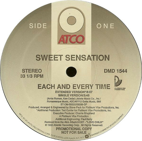 ・アーティスト Sweet Sensation ・タイトル Each And Every Time ・レーベル・型番 ATCO Records DMD1544PROMO ・フォーマット 12インチレコード ・コンディション(盤) 良い (V...