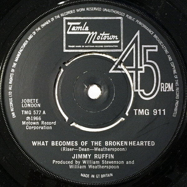 ・アーティスト Jimmy Ruffin ・タイトル What Becomes Of The Broken Hearted / Don't You Miss Me A Little Bit Baby ・レーベル・型番 Tamla Motow...