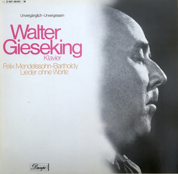 ・アーティスト Walter Gieseking, Felix Mendelssohn-Bartholdy ・タイトル Lieder Ohne Worte ・レーベル・型番 DACAPO 1C04700451 ・フォーマット LPレコード ...