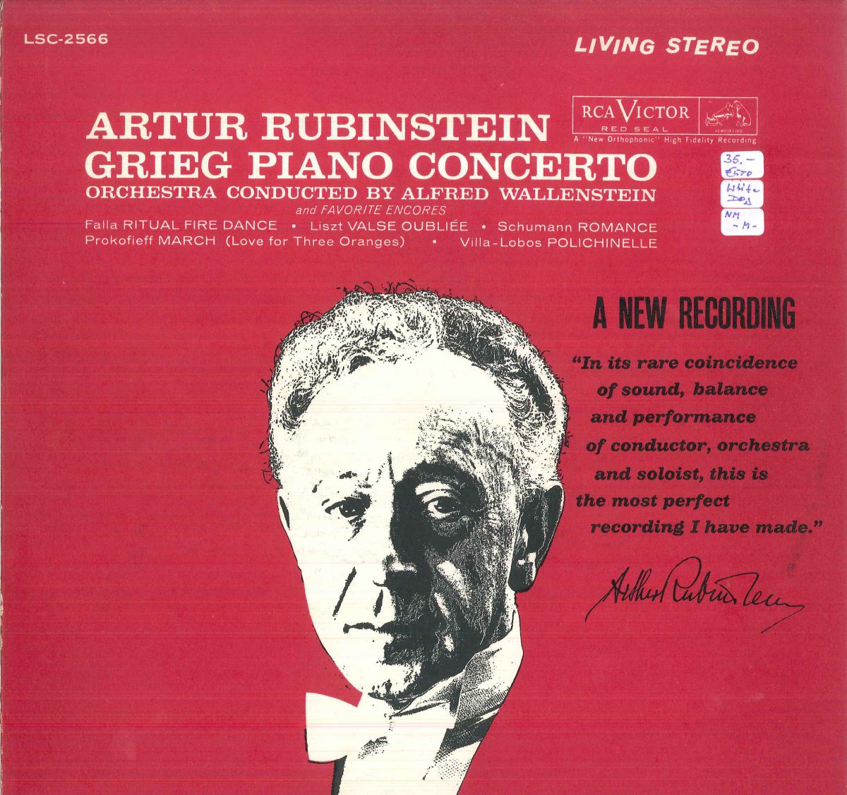・アーティスト Artur Rubinstein, Alfred Wallenstein - Grieg, Falla, Liszt, Schumann, Prokofieff, Villa-lobos ・タイトル Grieg Piano ...