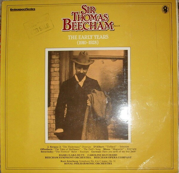 ・アーティスト Sir Thomas Beecham ・タイトル The Early Years (1910-1928) ・レーベル・型番 World Records SH1001 ・フォーマット LPレコード ・コンディション(盤) 良い...