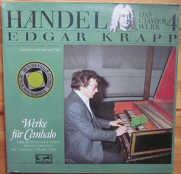 ・アーティスト H?ndel - Edgar Krapp ・タイトル Das Clavierwerk 4 - Werke Fur Cembalo ・レーベル・型番 EURODISC 301774420 ・フォーマット LPレコード ・コンデ...