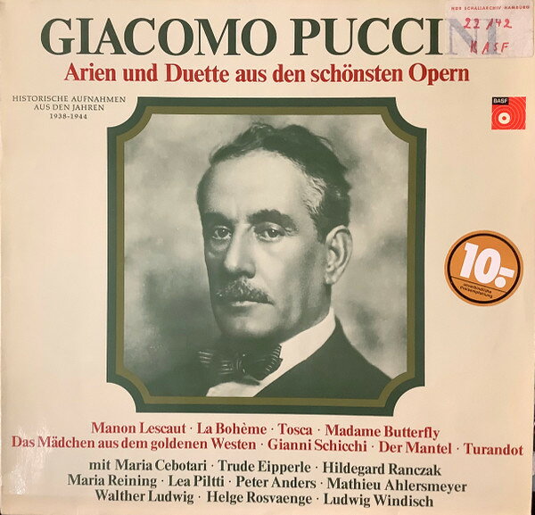 ・アーティスト Giacomo Puccini ・タイトル Arien und Duette aus den sch?nsten Opern ・レーベル・型番 BASF 10221423 ・フォーマット LPレコード ・コンディション(盤)...