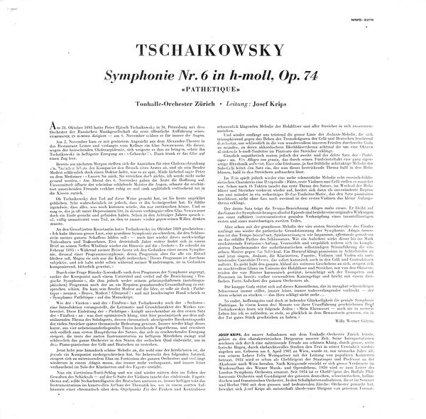 ・アーティスト Pyotr Ilyich Tchaikovsky - Tonhalle-Orchester Z?rich , Josef Krips ・タイトル Symphonie Nr.6 "Path?tique" ・レーベル・型番 Mu...