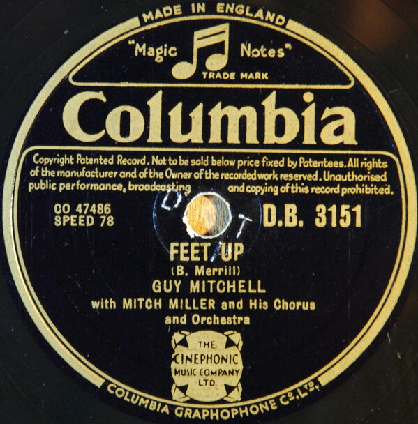 ・アーティスト Guy Mitchell ・タイトル Feet Up / Angels Cry ・レーベル・型番 Columbia DB3151 ・フォーマット 78回転SP盤レコード ・コンディション(盤) 良い (VG+) ・コンディシ...