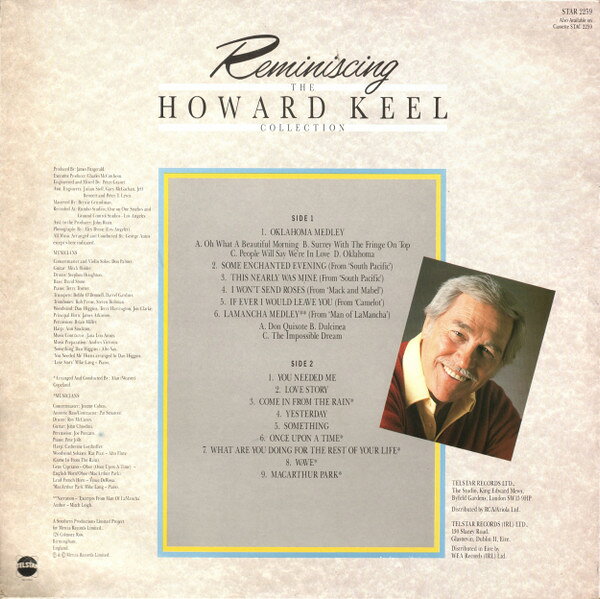 ・アーティスト Howard Keel ・タイトル Reminiscing (The Howard Keel Collection) ・レーベル・型番 TELSTAR STAR2259 ・フォーマット LPレコード ・コンディション(盤) ...